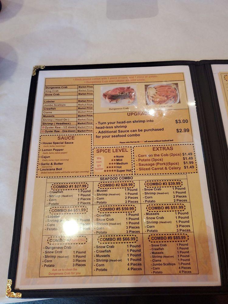 Menu at Crawfish Chef restaurant, Puyallup