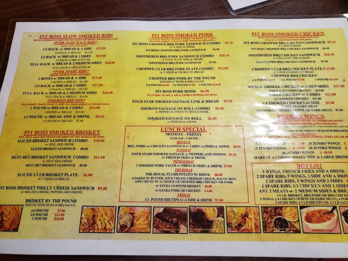 Menu at Pit Boss BBQ, Hapeville