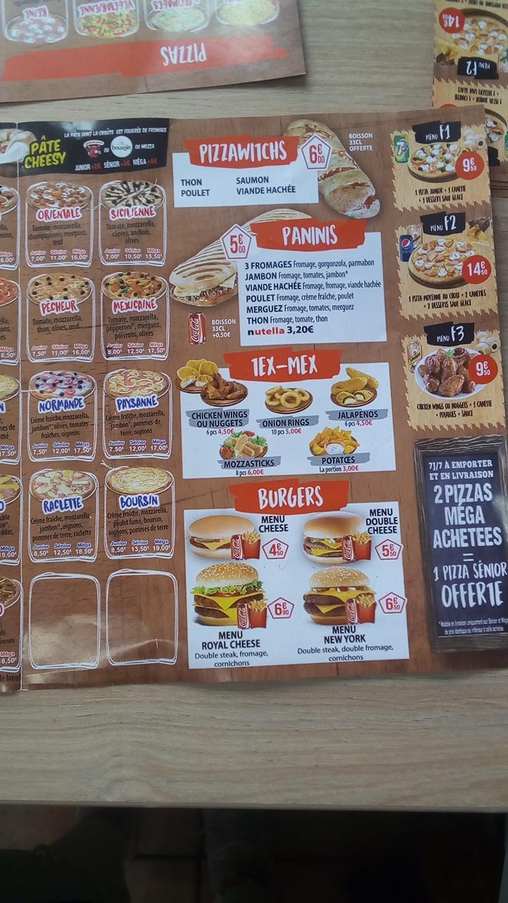 Menu at PizzaLand pizzeria, Marines