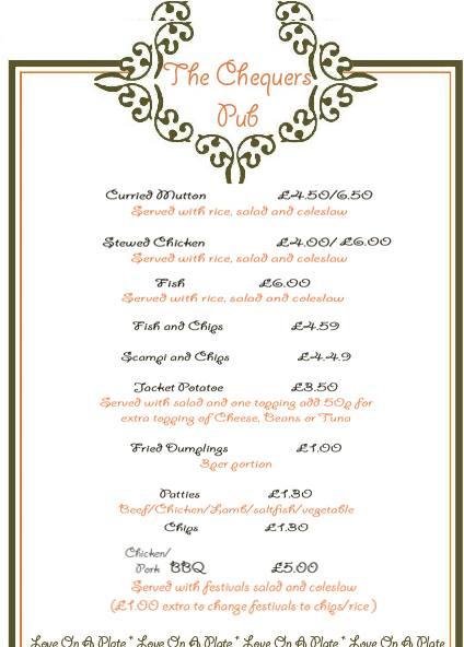 Menu at The Chequers pub & bar, Luton, 112 Park St