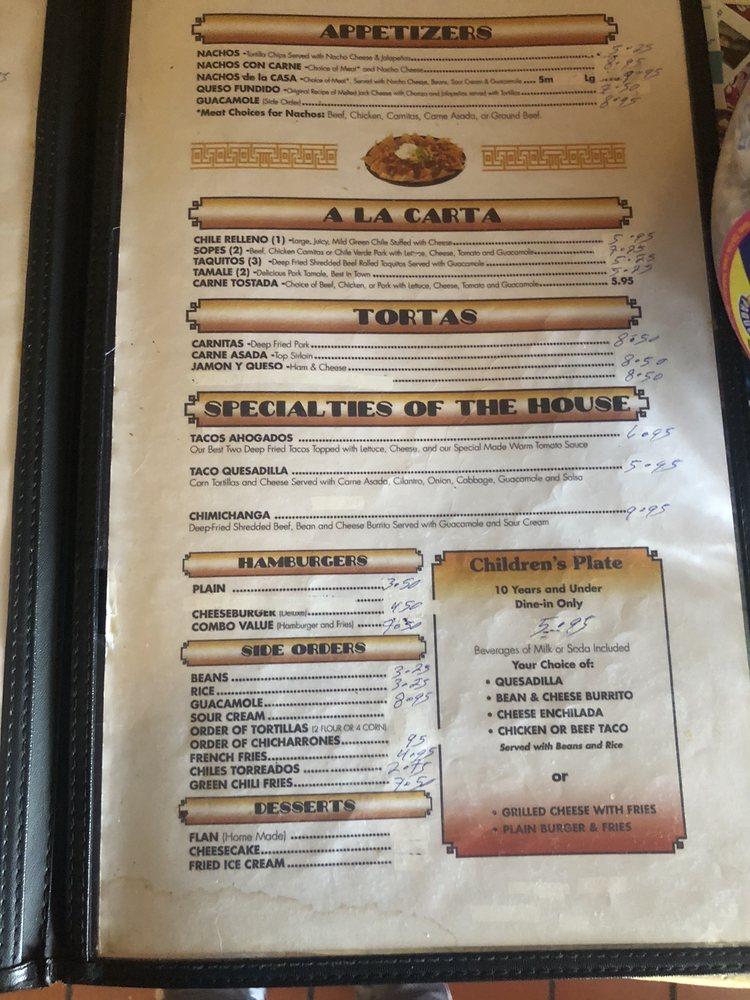 Menu at Asaderos Restaurant, Fontana