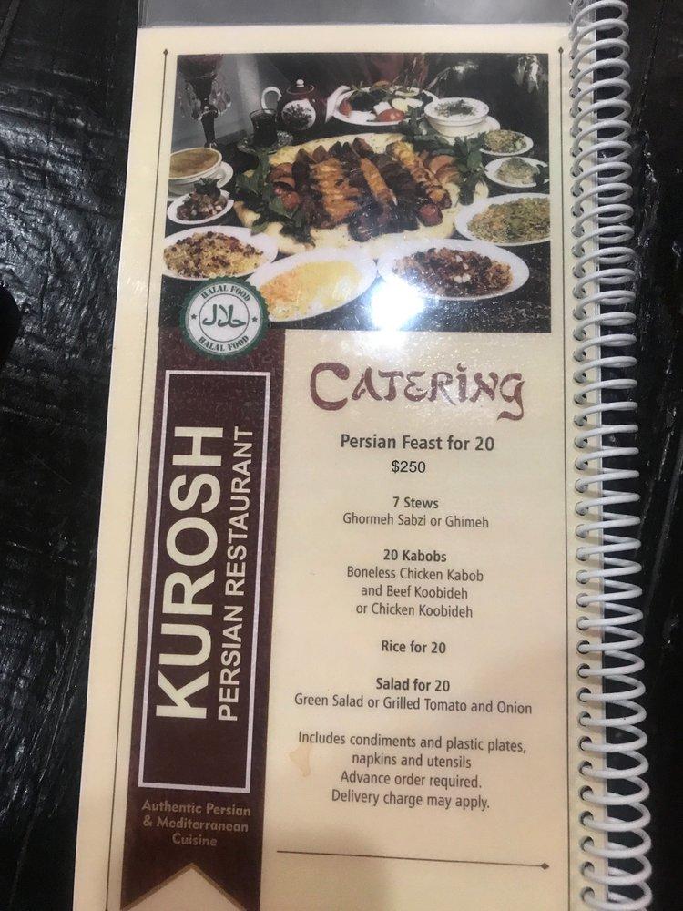 Menu at Kurosh Persian Restaurant, Beverly Hills