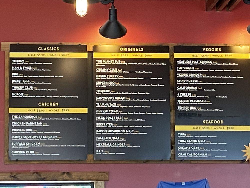 Menu at Planet Sub pizzeria, Bourbon