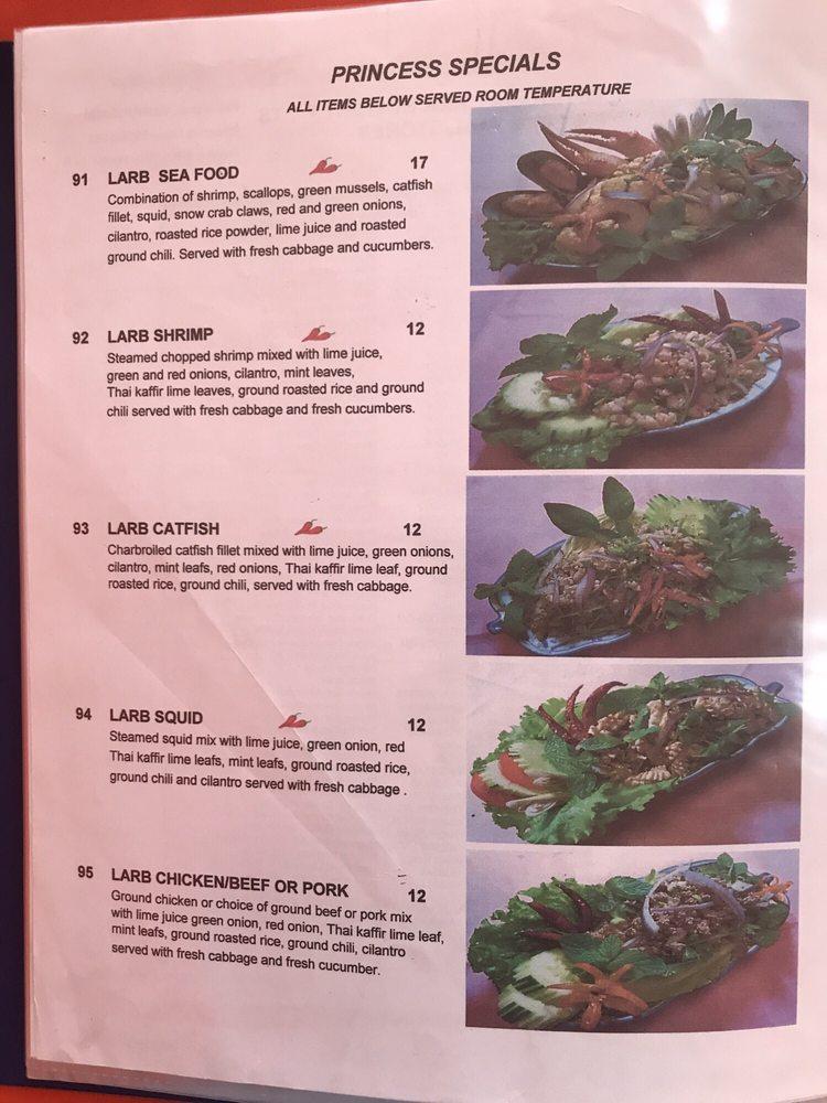 Menu at Thai Princess restaurant, Garden Grove