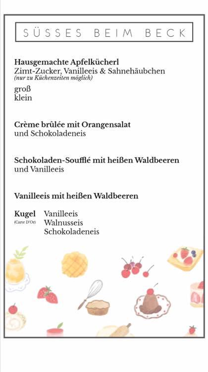 Speisekarte von Café Restaurant Beck, Freystadt