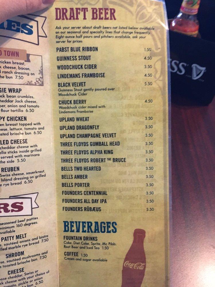 Menu at Savage's Ale House pub & bar, Muncie