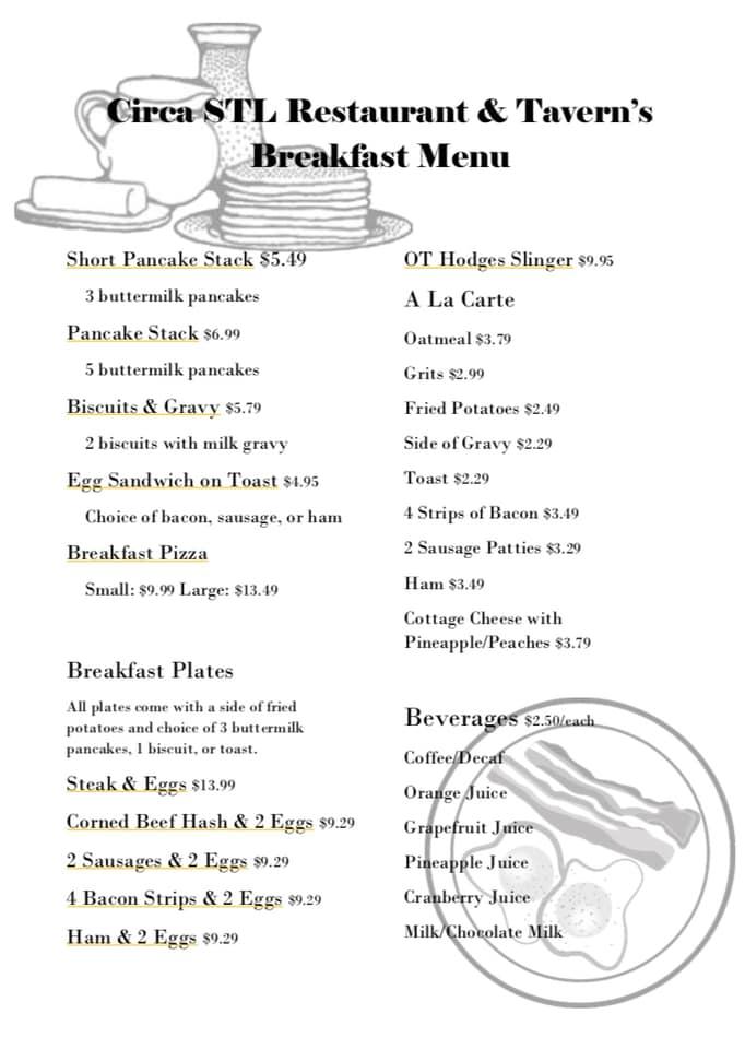 Menu at Circa Pub, Des Peres