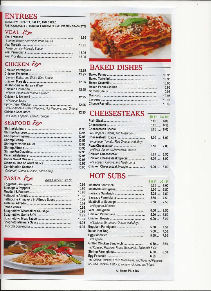 Menu at Lo Chiatto's Pizzeria, Edison