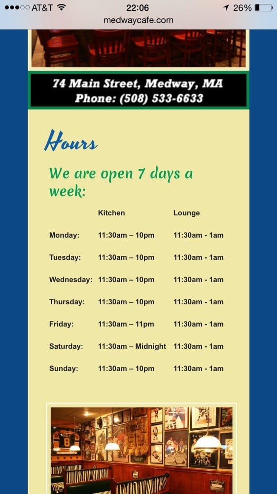 Menu at Medway Cafe, Medway, 74 Main St #13
