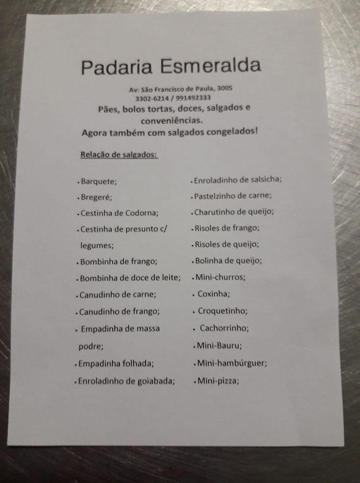 Menu at Emerald Bakery and amenities, Pelotas