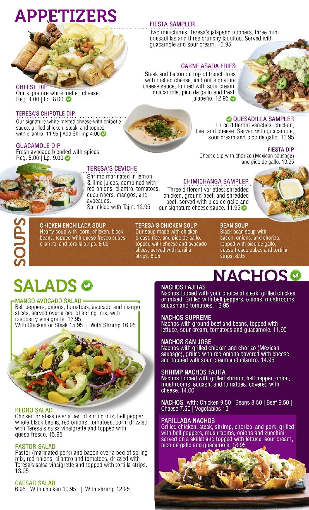 Menu at Teresa's Mexican Restaurant, Eagan, Diffley Rd