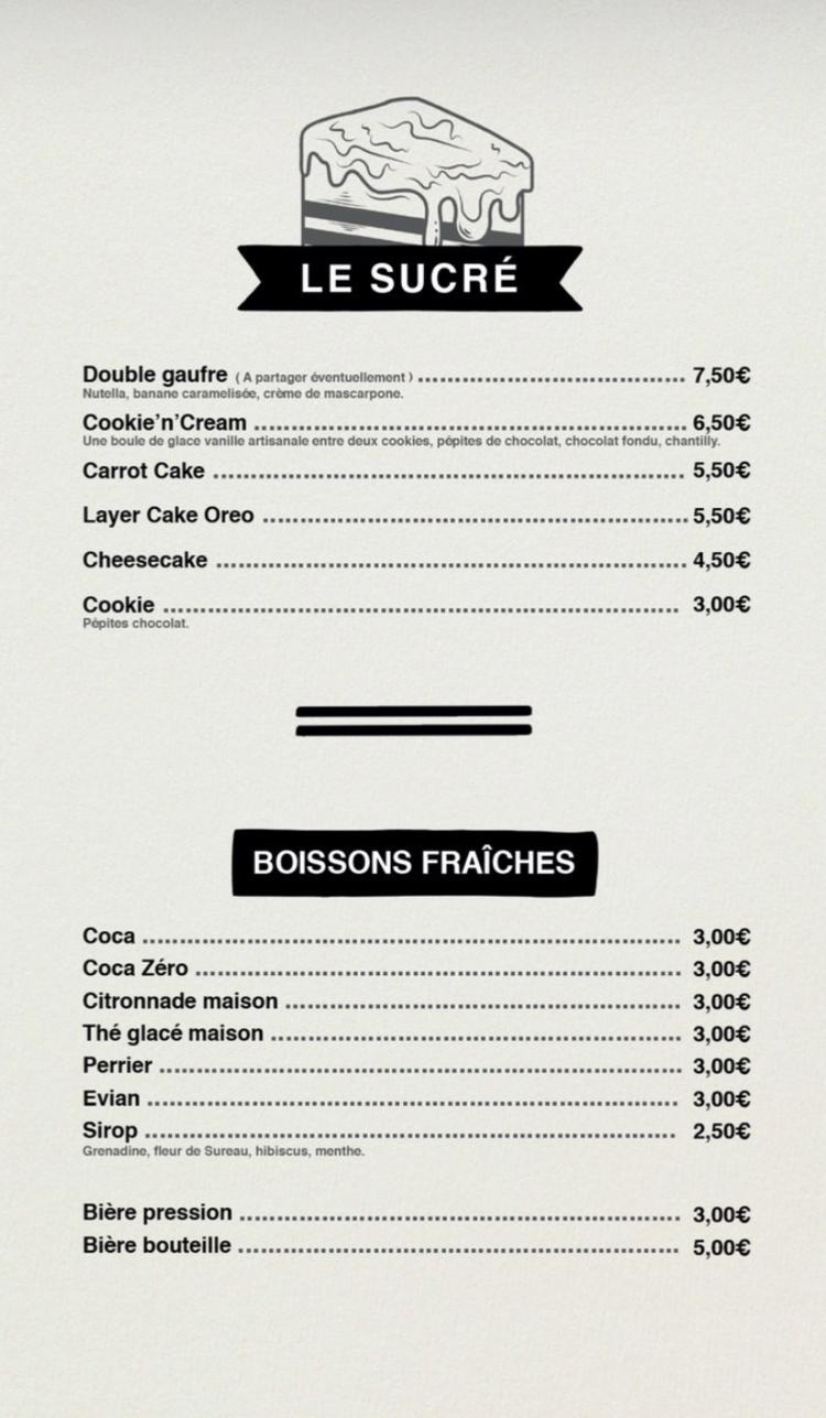 Menu at 2 Hands restaurant, Montpellier