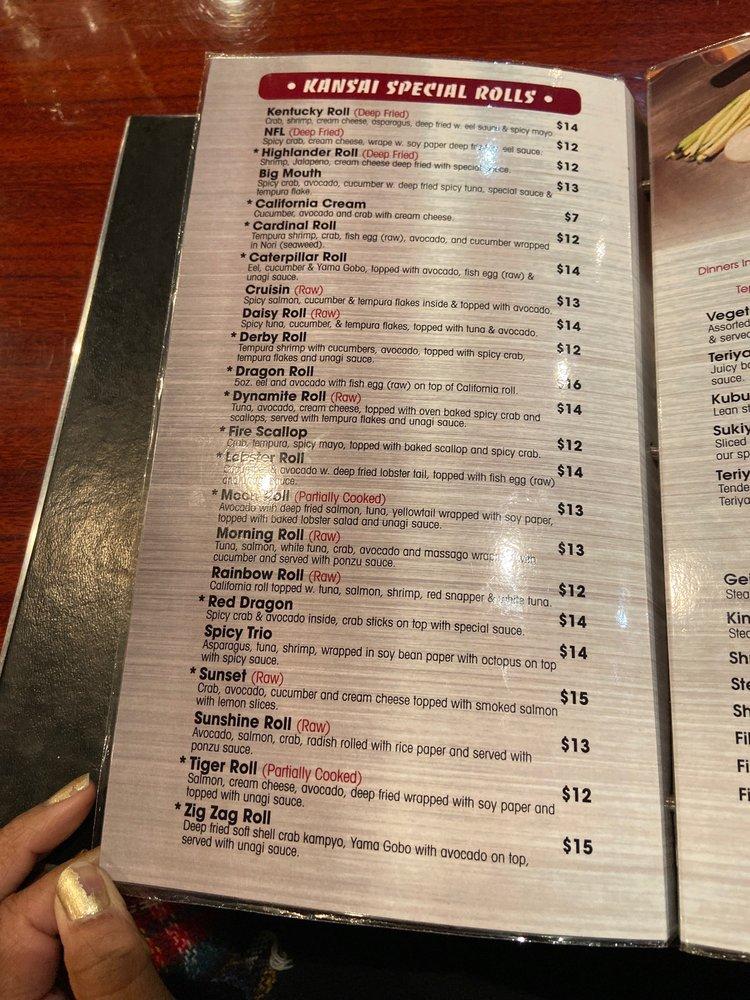 Menu at Kyushu Japanese Steakhouse, Louisville, S Hurstbourne Pkwy