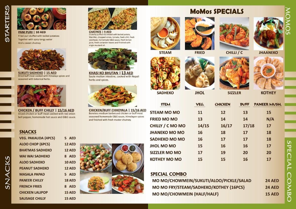 Menu at Momo House Nepali Restaurant, UAE