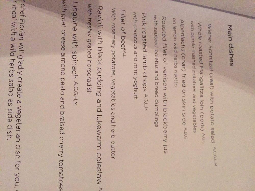 Menu at Pauli Restaurant Brasserie Bar, Vienna