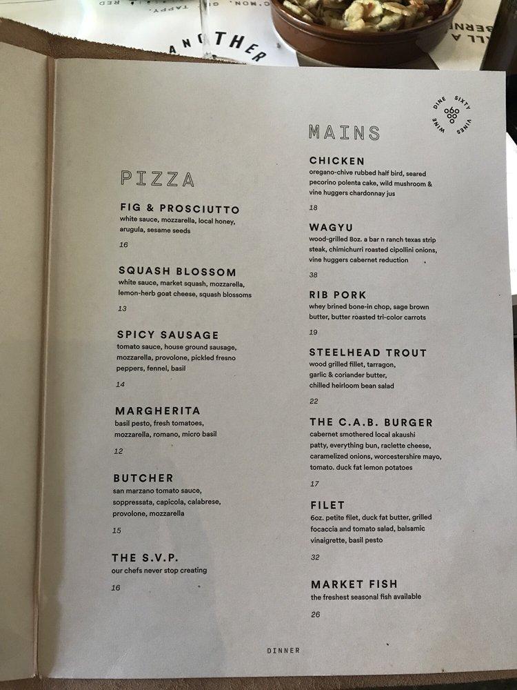 Menu at Sixty Vines pub & bar, Plano, Dallas Pkwy