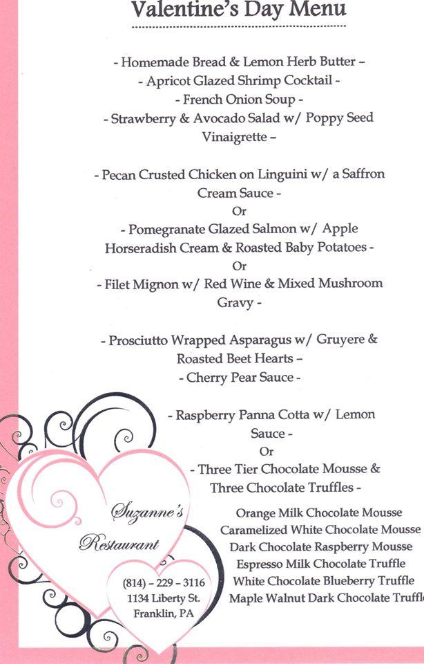 Menu at Suzanne's Restaurant and Divine Designs, Franklin
