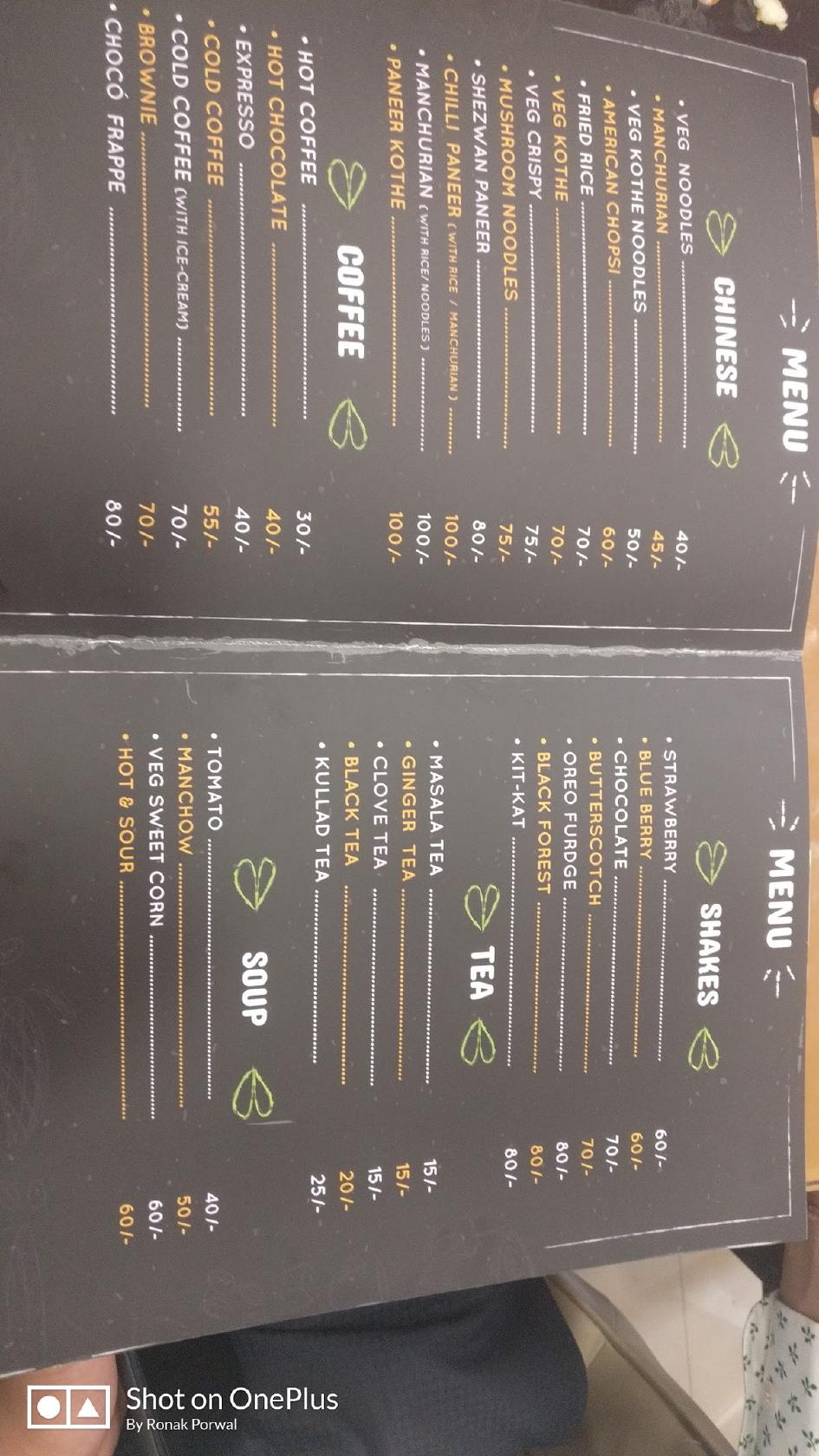 Menu at Cafe Emotions, Indore, Bholaram Ustad Marg