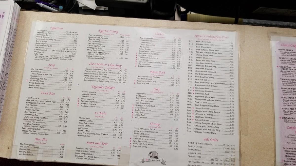 Menu at China Chef restaurant, Streetsboro