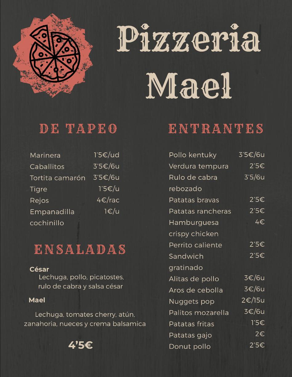 Menu at Mael el rey de las porciones restaurant, Murcia