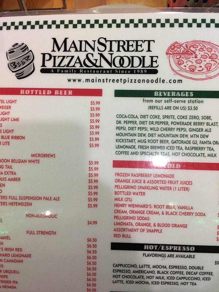 Menu at Main Street Pizza & Noodle pizzeria, Park City, 530 Main St