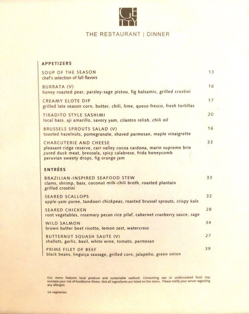 Menu at Restaurant at The Getty Center, Los Angeles