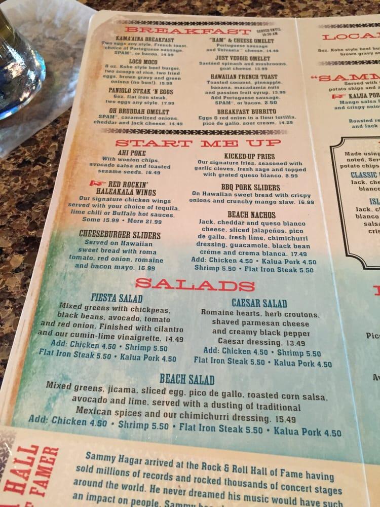 Menu at Sammy's Beach Bar & Grill, Kahului