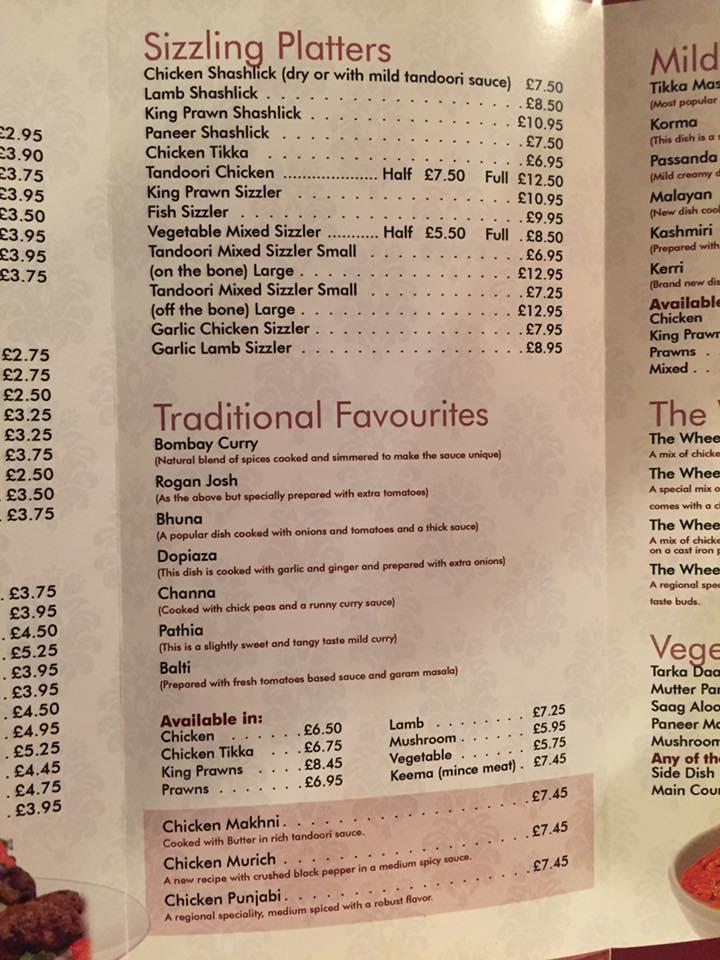Menu at The Wheel Inn pub & bar, Rearsby, Melton Rd