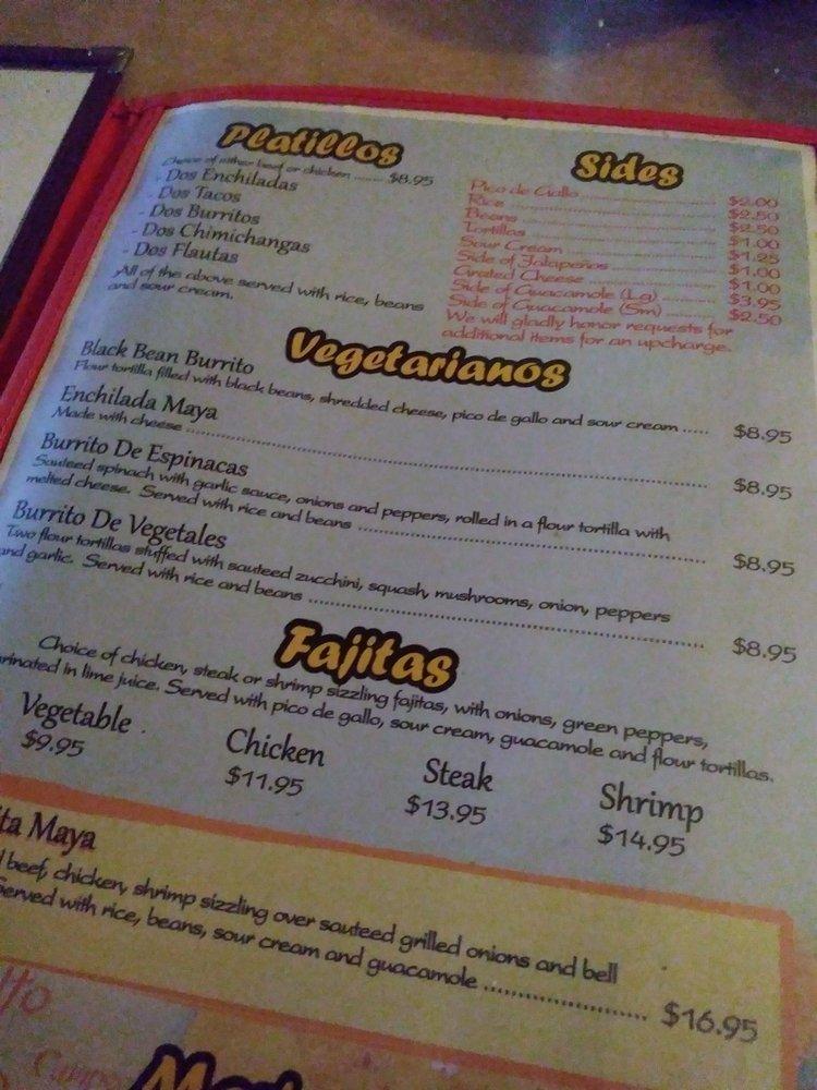 Menu at Cafe Maya, Wappingers Falls, W Main St