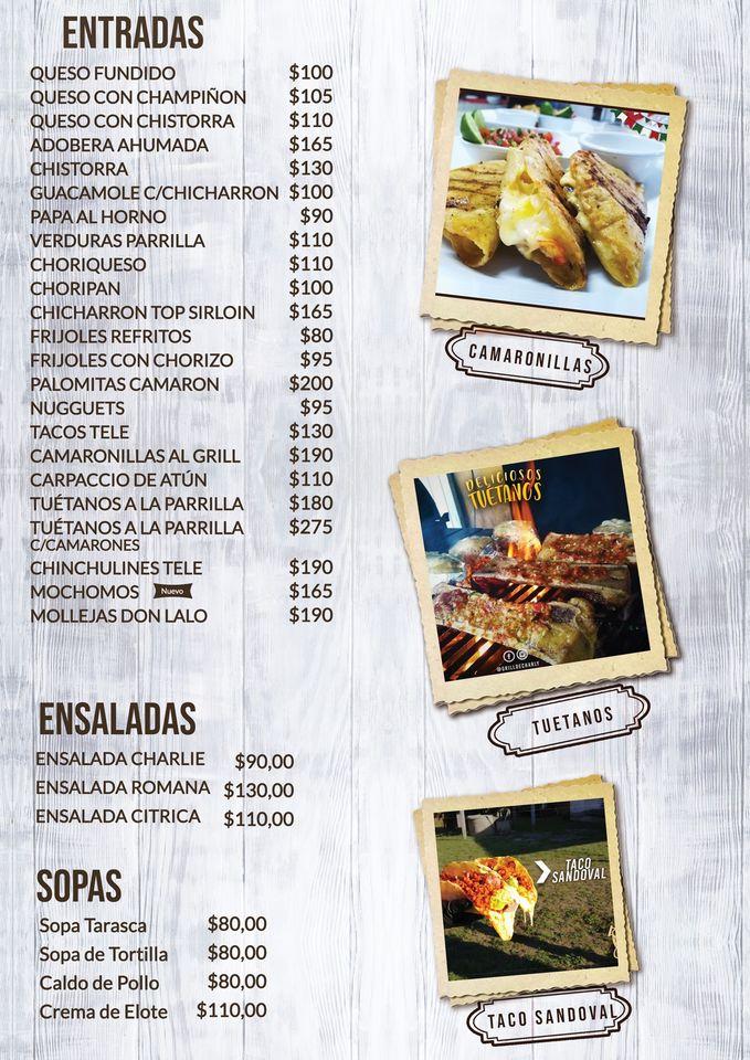 Menu at El grill de charly pub & bar, Lázaro Cárdenas, De Las Islas 157