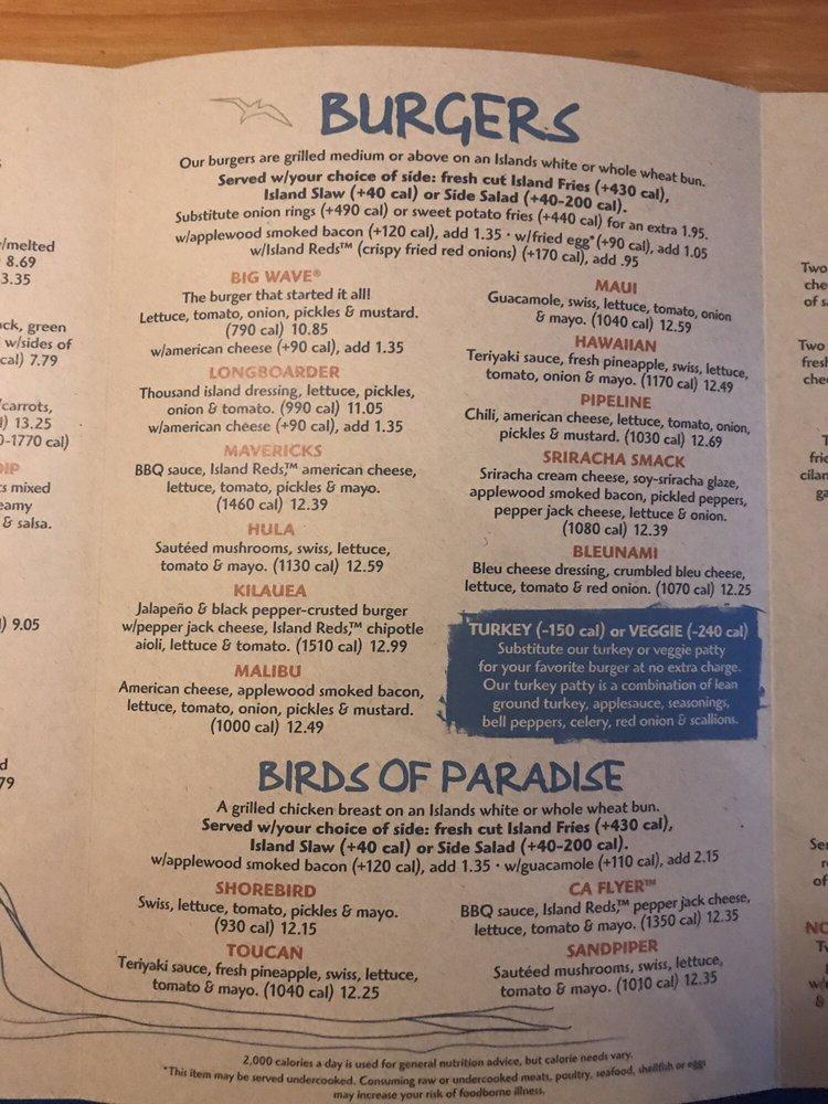 Menu at Islands Restaurant Irvine Culver, Irvine, Barranca Pkwy