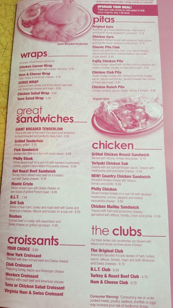 Menu at Sero's Family Restaurant, Indianapolis
