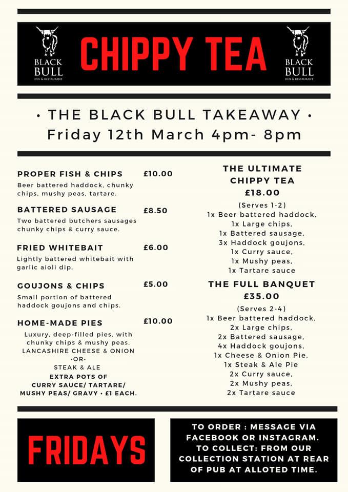 Menu at The Black Bull Inn & Restaurant, Blackburn, Old Langho Rd