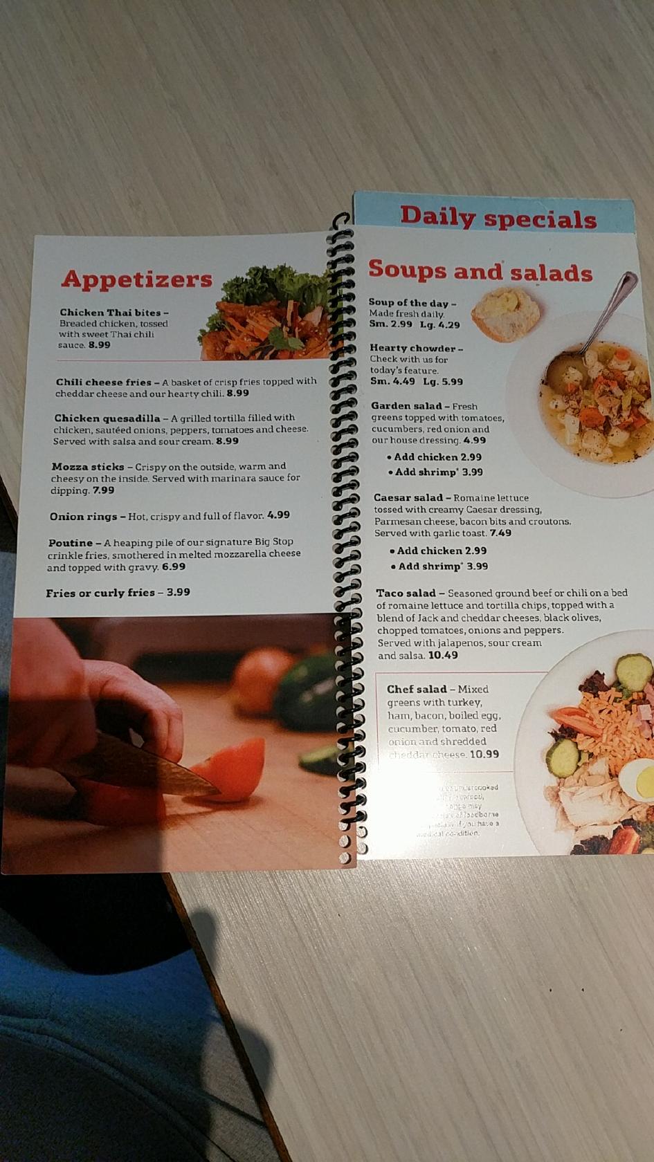 Menu at Woodland Big Stop Restaurant, Baileyville
