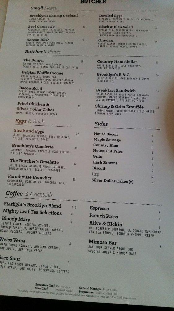 Menu at Brooklyn and The Butcher pub & bar, New Albany