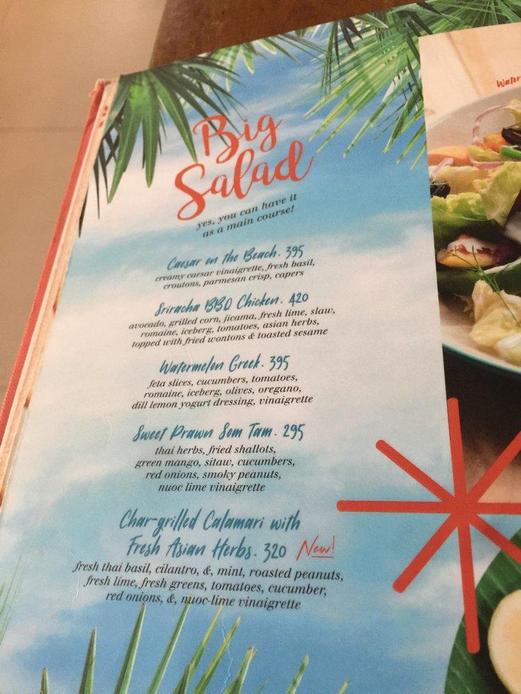 Menu at Cha Cha's Beach Cafe, Malay
