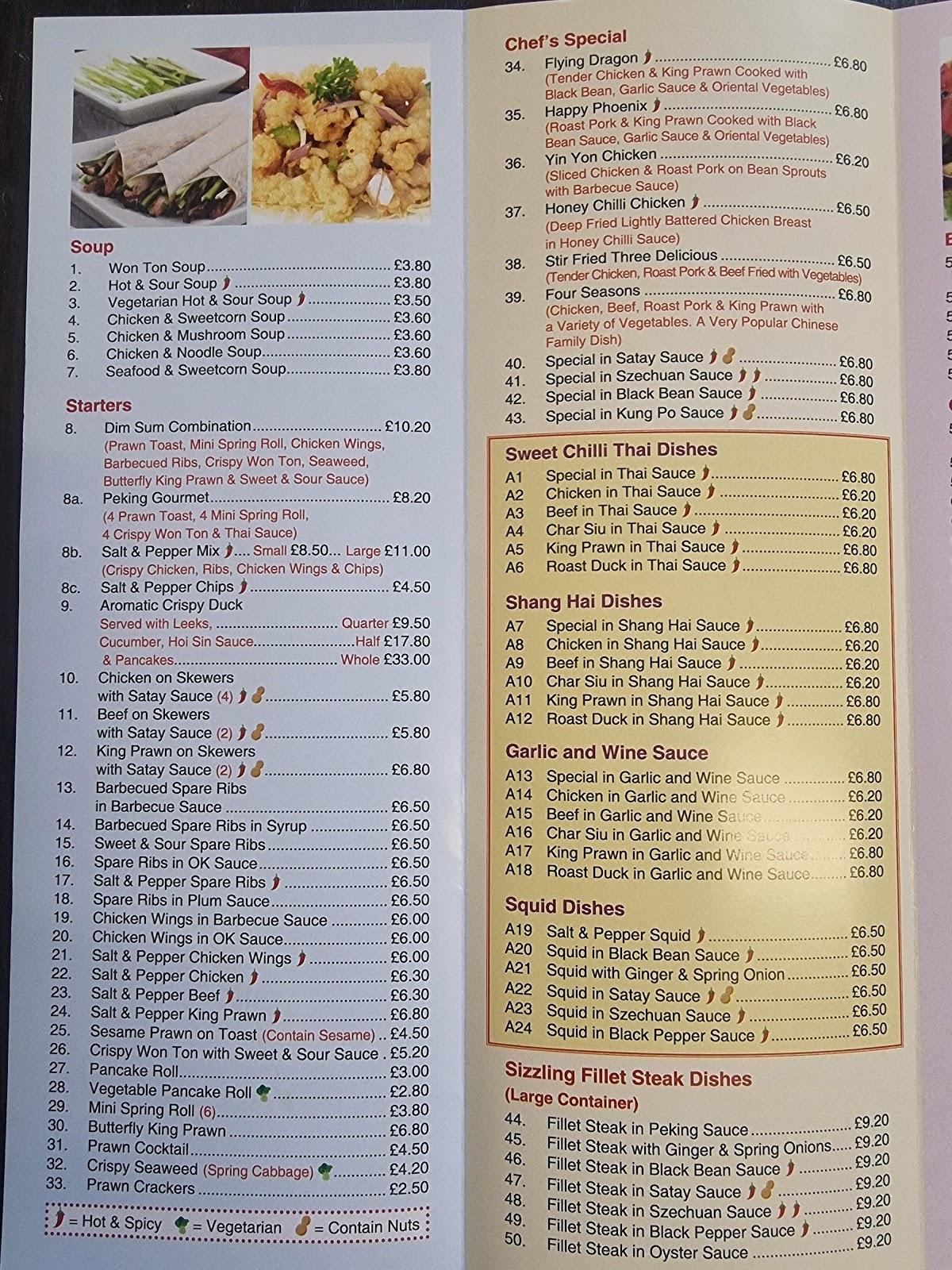 Menu at Fui Sing Chinese Take Away fast food, Pocklington
