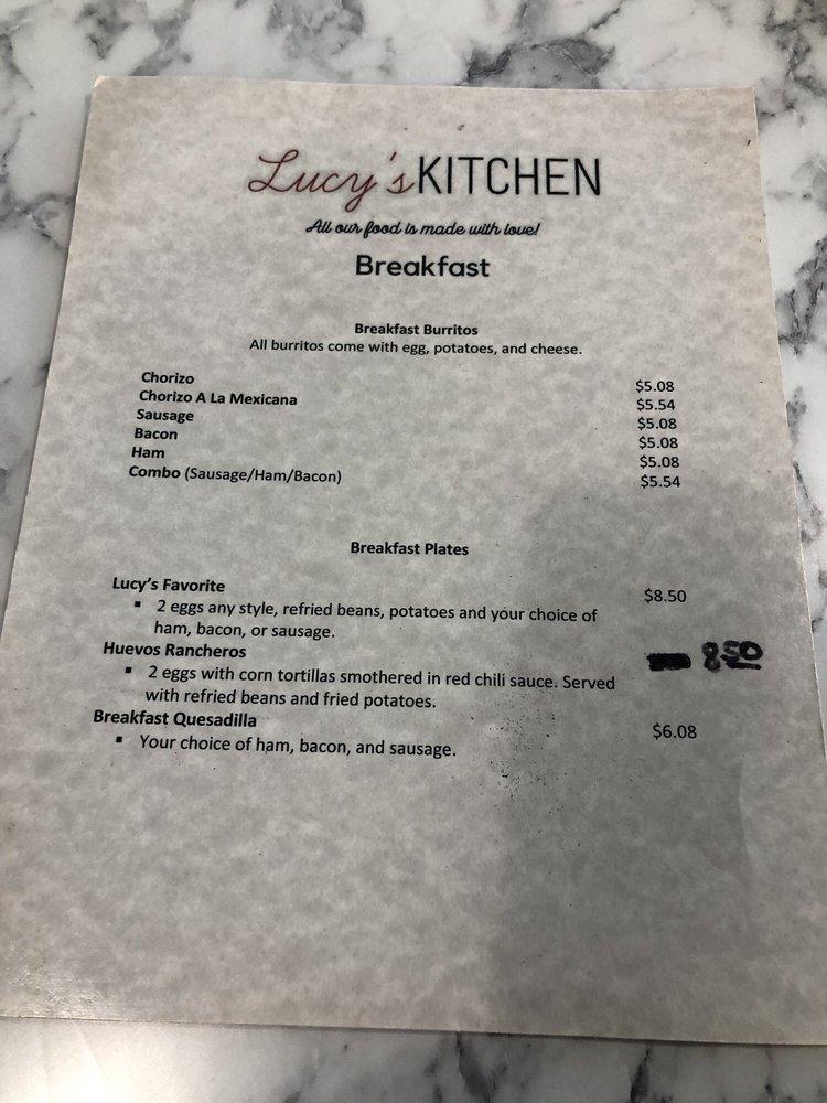Menu at Lucy's Kitchen restaurant, Vega