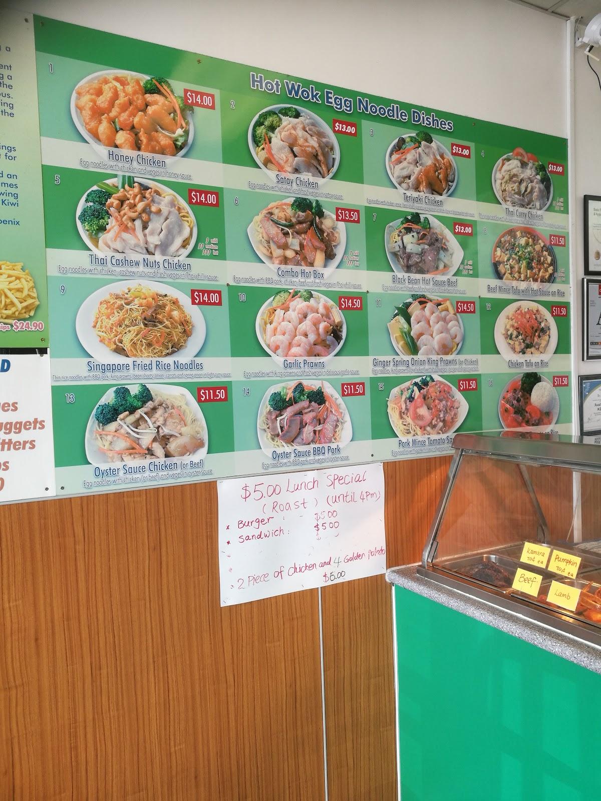 Menu at Sunnynook Fastfood restaurant, Auckland