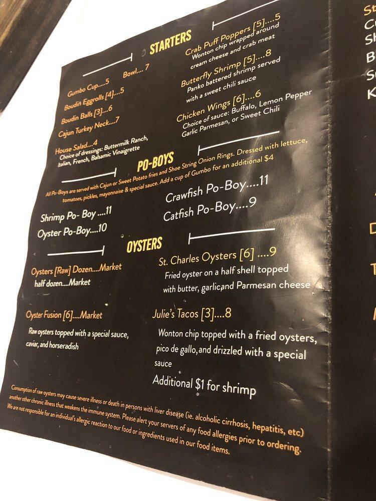 Menu at The Crawfish Pot & Oyster Bar, Houston