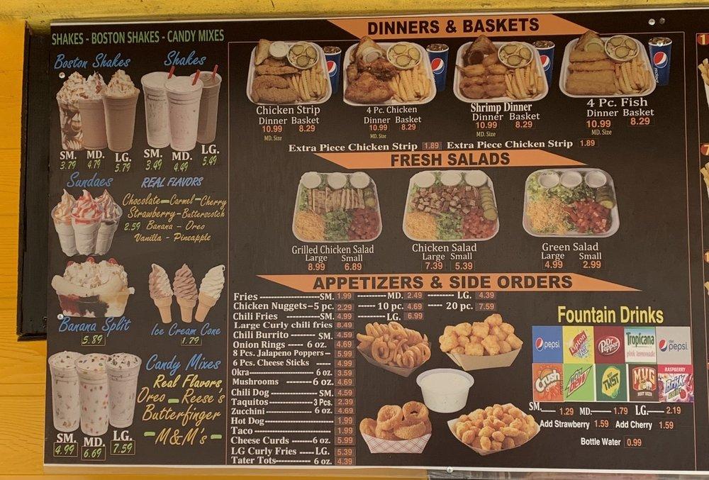 Menu at Buzz's Drive Inn fast food, Goshen