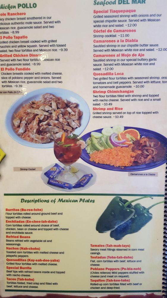 Menu at Canelos Mexican Family Restaurant, Canton