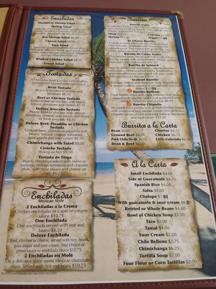 Menu at El Charro Grill Mexican Restaurant, Sumner