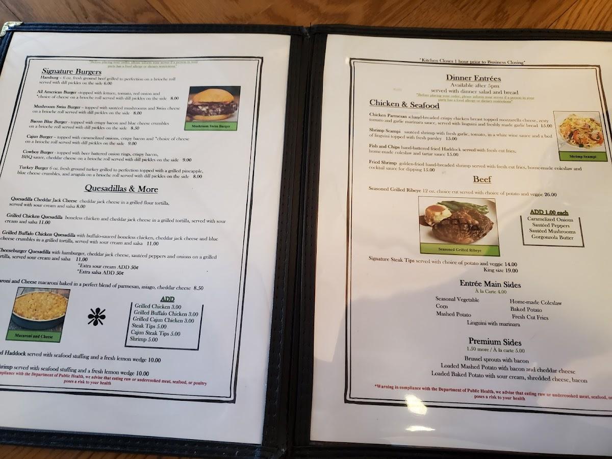 Menu at Main Street Bar & Grille, Greenfield