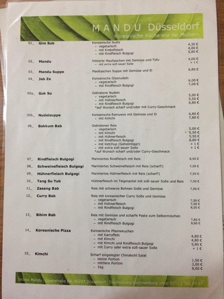 Speisekarte von Mandu fast Food, Düsseldorf