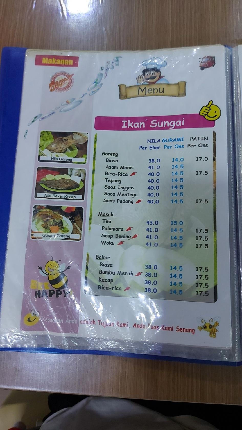 Menu at Rumah Makan Bemo restaurant, Samarinda