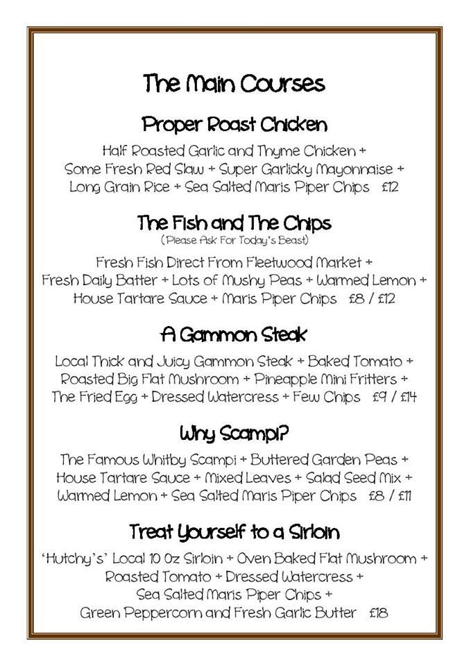 Menu at Farmers Arms restaurant, Urswick