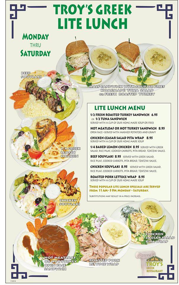 Menu at Troy's Greek Restaurant, San Diego