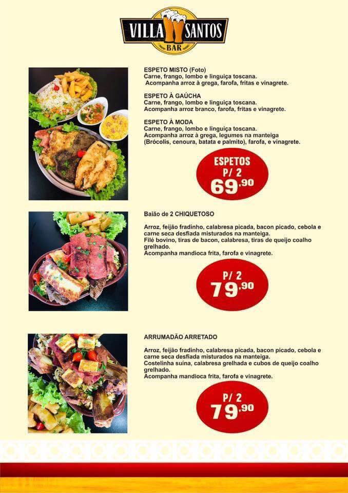 Menu at Villa Santos pizzeria, Santos