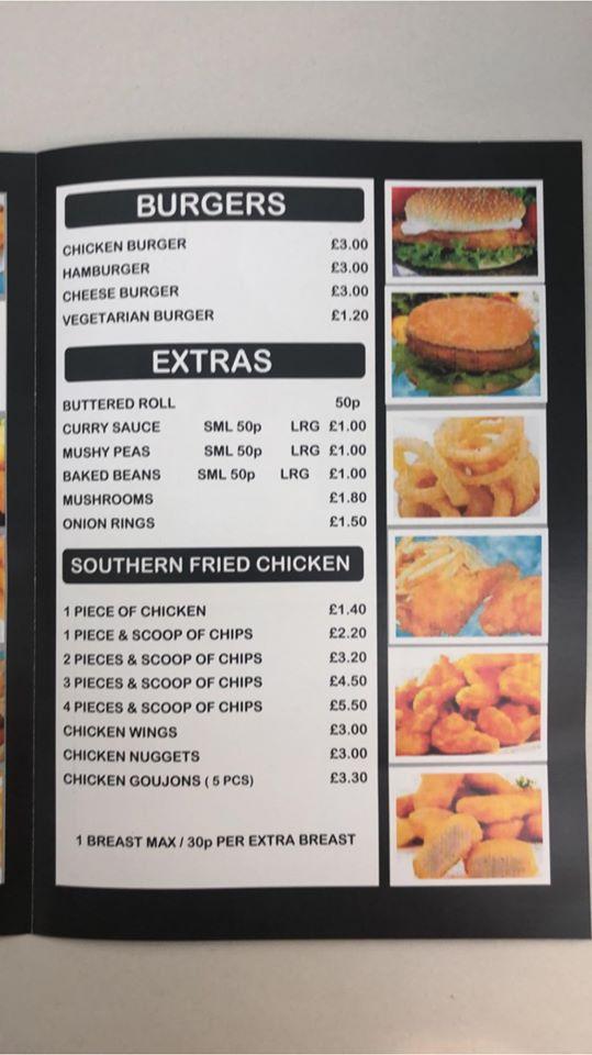Menu at Jackos fast food, Rochford
